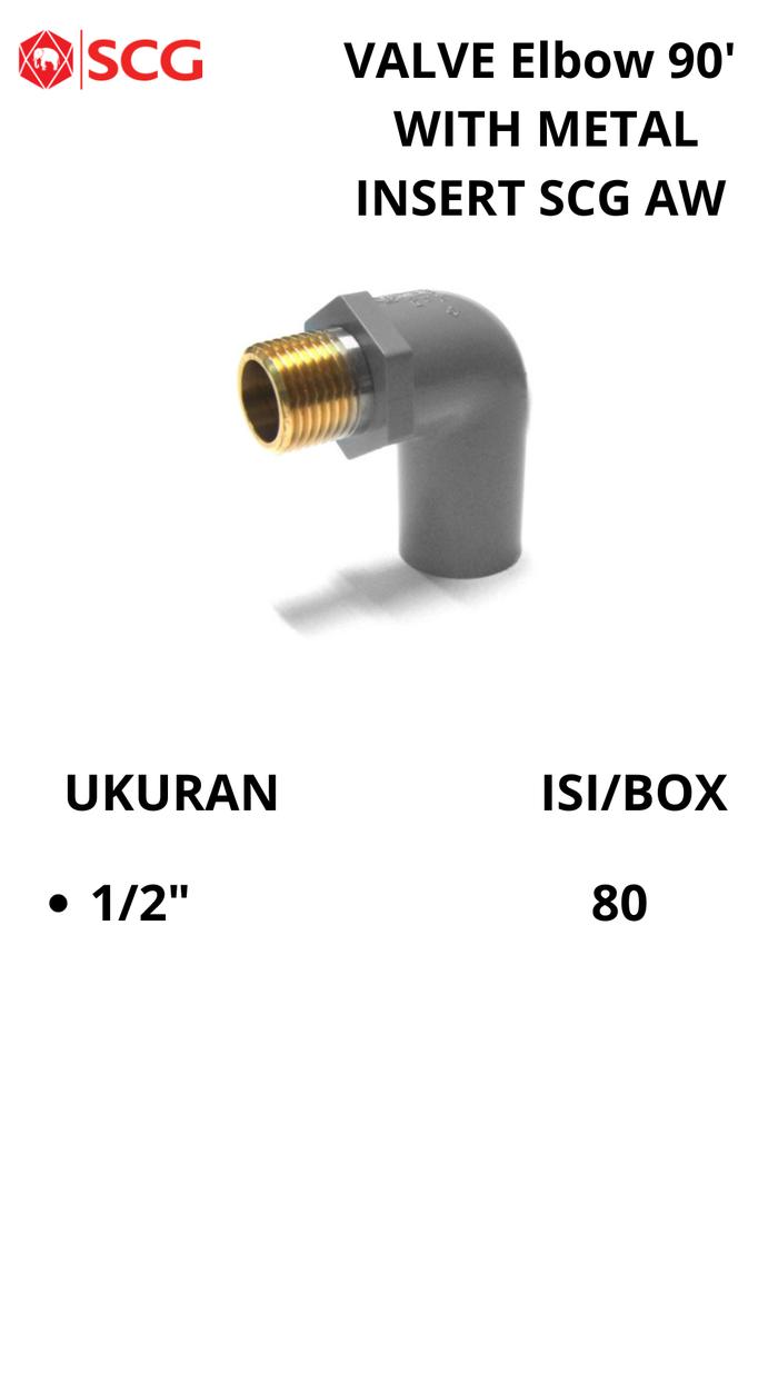 Jual FITTING VALVE ELBOW 90" WITH METAL INSERT PIPA PVC SCG TYPE AW UK ...