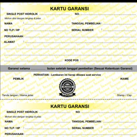 Jual Kartu Garansi Perusahaan Bahan BW Cetak 2 sisi pes.an A - Jakarta ...