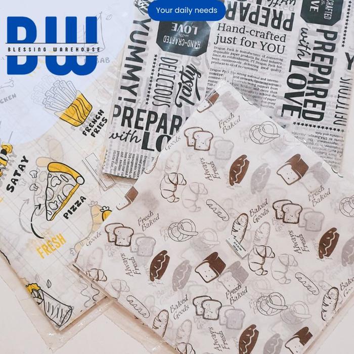 Jual Baking Paper Motif Koran Kertas Bungkus Nasi Kfc Gorengan Burger ...