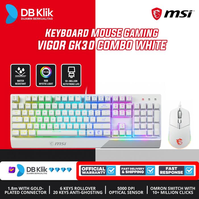 Keyboard Mouse Gaming MSI VIGOR GK30 Combo Wired 5000DPI