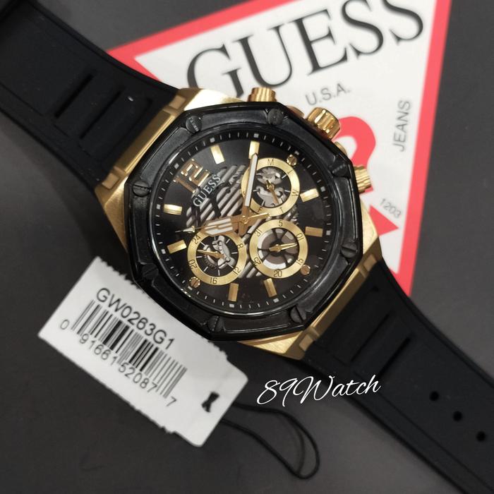 Jual Jam Tangan Pria Guess Original GW0263G2 Strap Rubber Navy Fullset ...