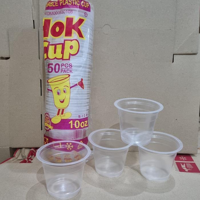 Jual gelas cup plastik kecil datar hok 10 oz | 10oz isi 50pcs - Kab ...