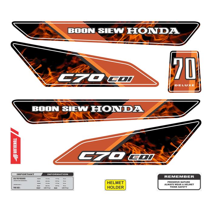 Jual STIKER HONDA C70 BOONSIEW FIRE HONDA C70 MALAYSIA - Orange - Kab ...
