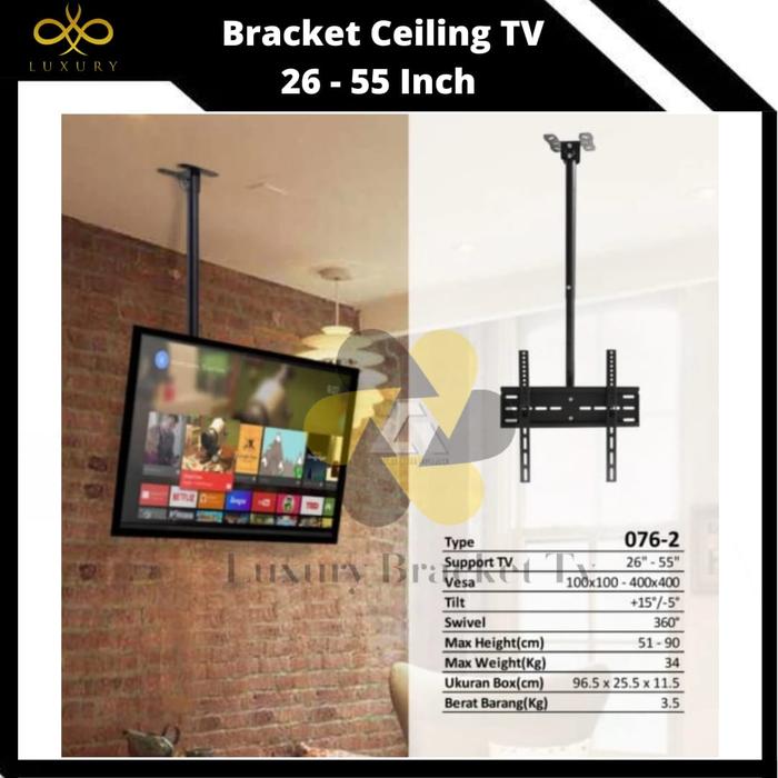 Jual Bracket Braket Breket ceiling tv gantung plafon cb762 26" - 55 ...