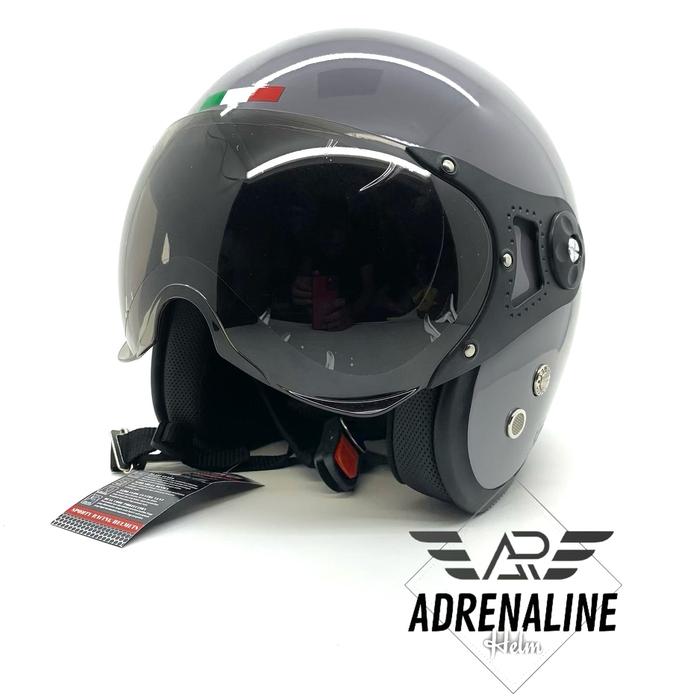 Jual HELM DAG PILOT ITALY DRAK GRAY LIS CHROME ORI - Drak gray, All ...