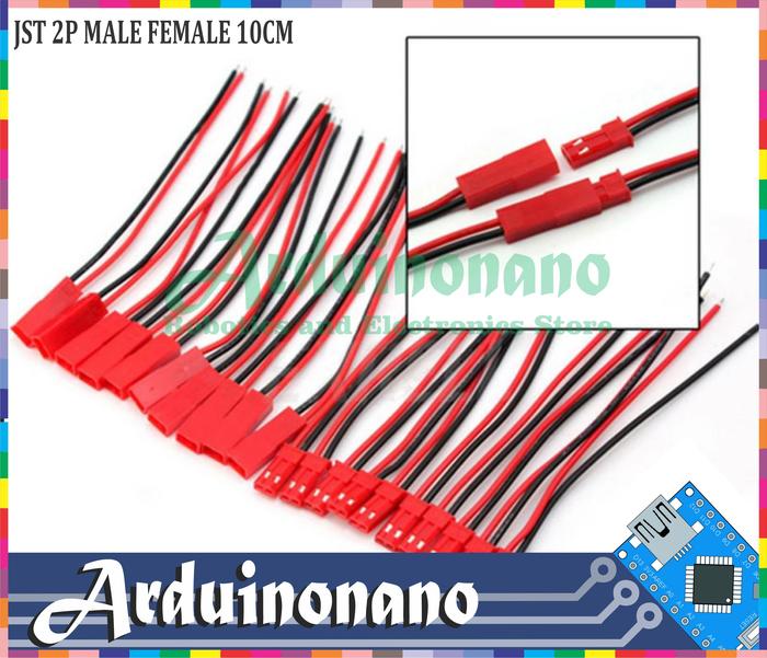 Jual JST 2P JST CONNECTOR 2 PIN MALE FEMALE PAIR 10CM CABLE LIPO BATTERY - Kota Semarang ...