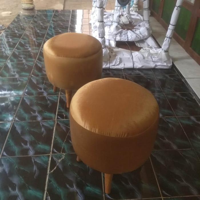 Jual stool bulat kaki kecil kayu jati minimalis modern l stool kayu ...