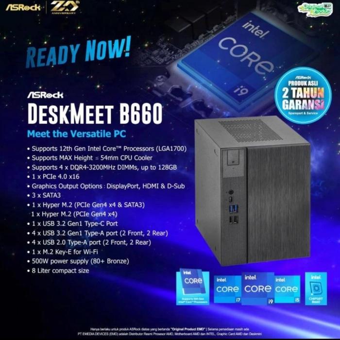 Jual asrock deskmeet b660 intel gen 12 barebone pc desk meet b660w ...