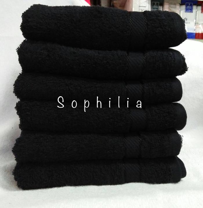 Jual handuk mandi travel lis hitam 50x100 super serap combed cotton ...