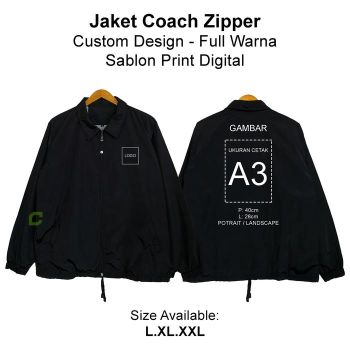 Jual Jaket Coach Zipper Waterproof - Sablon custom satuan full warna ...