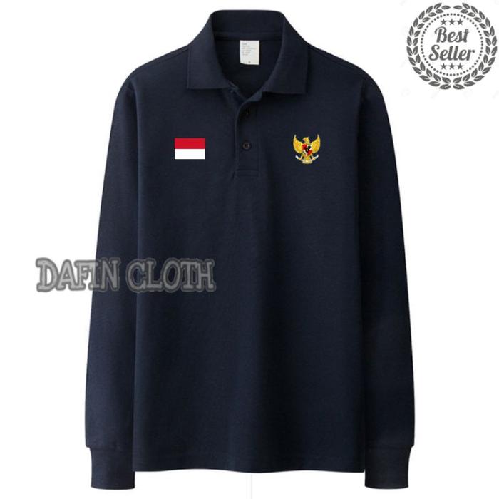 Jual Kaos Kerah Pria Polo shirt Lengan Panjang Garuda Indonesia Merah ...