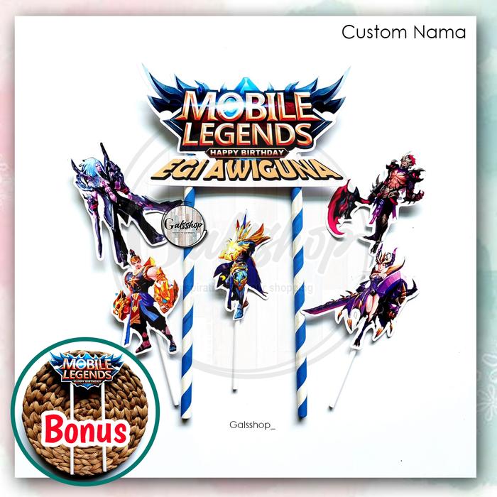 Jual Custom Topper cake Nama Foto Mobile Legend 2 Hiasan Kue Ulang ...