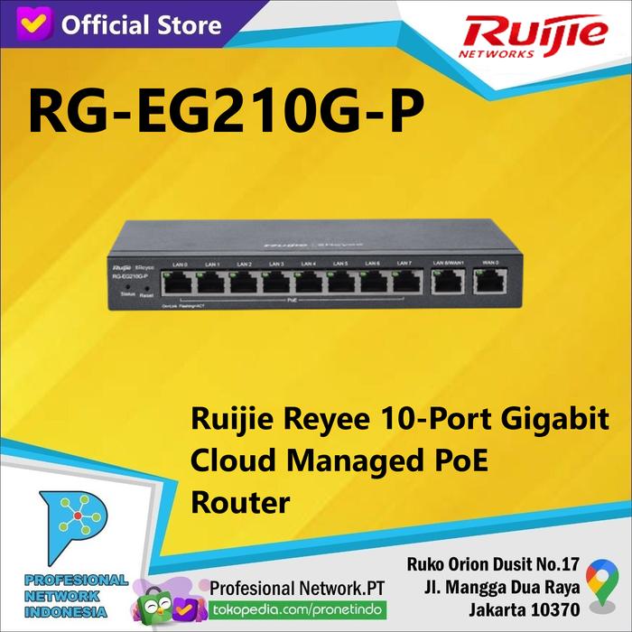 Promo Ruijie RG-EG210G-P Reyee 10-Port Gigabit Cloud Managed PoE Router ...