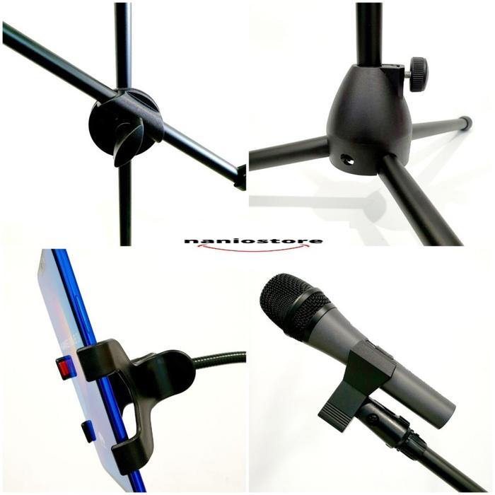 Jual Stand Mic Microphone Berdiri / Tiang Mic + Holder Hp Handphone Di ...