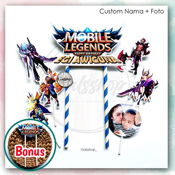 Jual Custom Topper cake Nama Foto Mobile Legend 2 Hiasan Kue Ulang ...