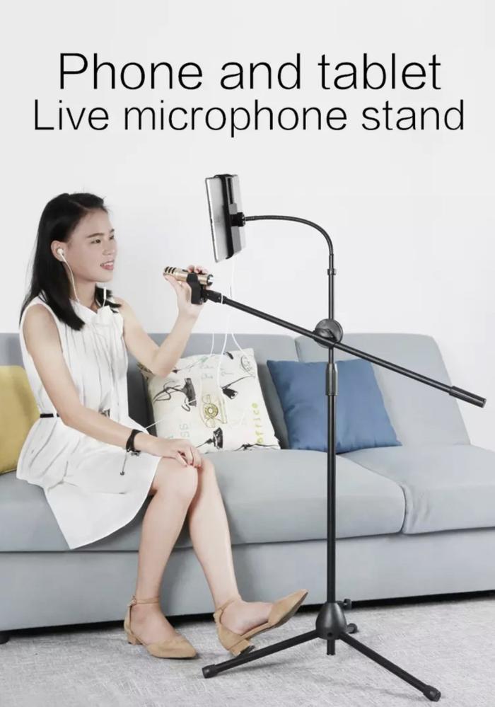 Jual Stand Mic Microphone Berdiri / Tiang Mic + Holder Hp Handphone Di ...
