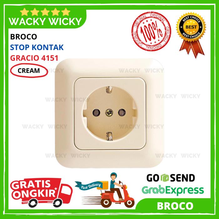 Jual Stop Kontak BROCO Tipe GRACIO (4151) CREAM / PUTIH, Colokan Tembok ...