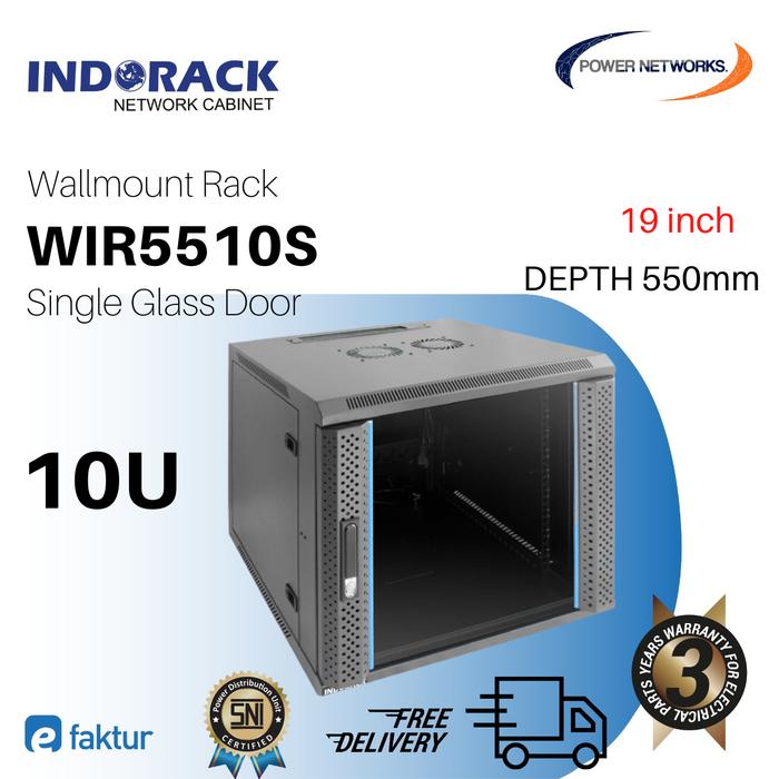 Jual INDORACK WALLMOUNT RACK WIR5510S SINGLE GLASS DOOR 10U DEPTH 550mm ...