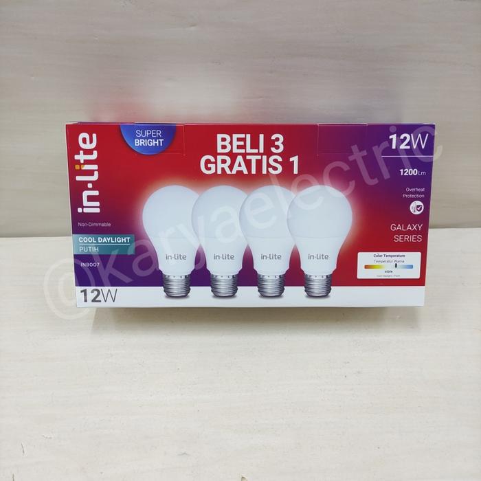 Jual PAKET 4PCS LAMPU BOHLAM LED IN-LITE INLITE PACK 4 PCS 12WATT ...