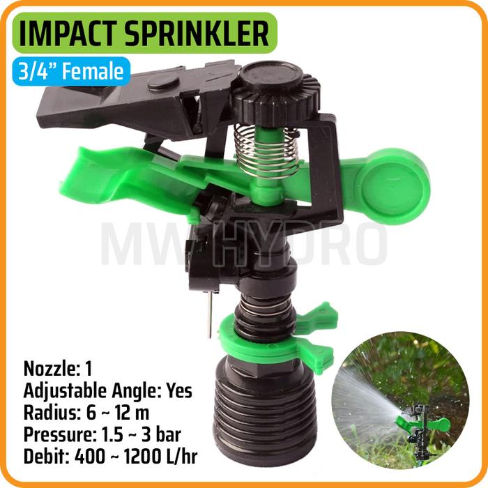 Jual Impact Sprinkler 3/4" Female, 1 Nozzle, 360° Adjustable Rotation ...