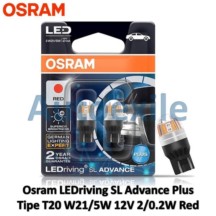 Jual Osram LED T20 W21/5W W3x16q 12V Red Merah Lampu Rem Tail Stop ...