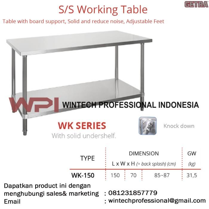 Jual GETRA WK 150 - WORKING TABLE MEJA DAPUR STAINLESS 150 CM KNOCK ...