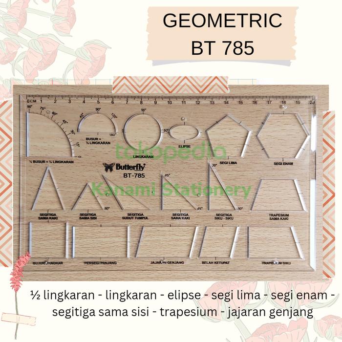 Jual KANAMI | Penggaris Bentuk Templates Geometri Ruler Flowchart Glass ...