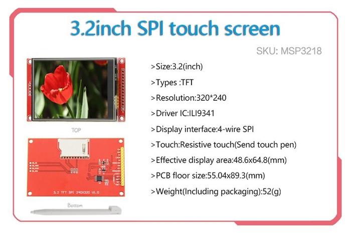 Jual 3.2" LCD TFT Touchscreen SPI Serial ILI9341 240*320 pixel for ...