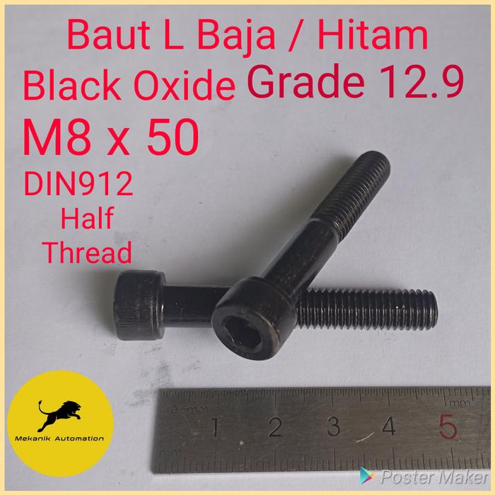 Jual Baut L M8 x 50 Baja - Hitam - Jakarta Timur - Mekanikautomation | Tokopedia