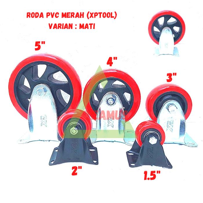 Jual RODA TROLI TROLLEY PVC MERAH TIPE MATI 1.5 - 2 - 3 - 4 - 5 INCI ...