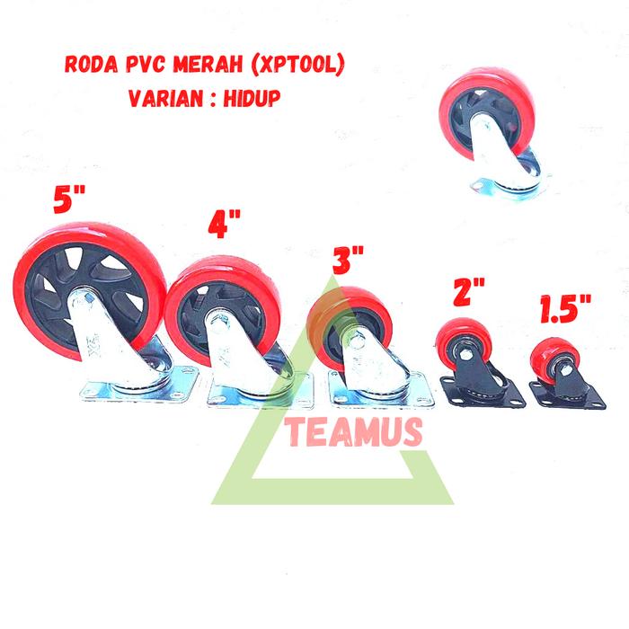 Jual RODA TROLI TROLLEY PVC MERAH TIPE HIDUP 1.5 - 2 - 3 - 4 - 5 INCI ...