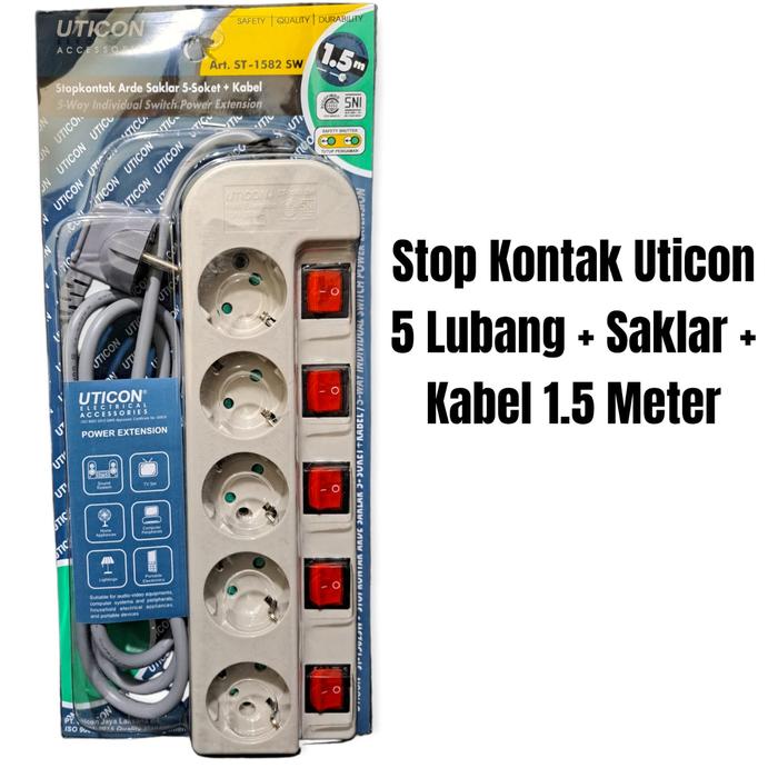 Jual STOP KONTAK 2 3 4 5 6 LUBANG + SAKLAR + KABEL UTICON - 5 LUBANG - Kota Surabaya - Cahaya ...