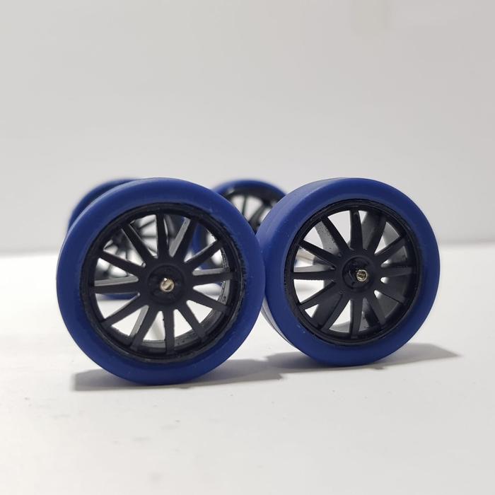Jual Tamiya Fin Wheel + Hard Profile Tire - Navy Blue - Ban Side Damper ...