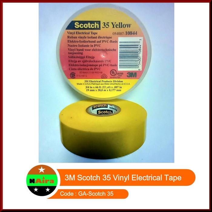 Jual Isolasi Listrik 3M Scotch 35 Vinyl Electrical Tape - Kuning - Kota ...