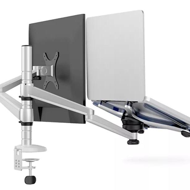 Jual bracket monitor dual arm monitor dan laptop adjustable & rotate ...