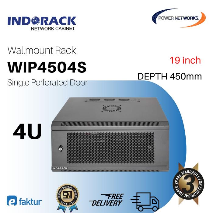 Jual INDORACK WALLMOUNT RACK WIP4504S SINGLE PERFORATED 4U DEPTH 450mm ...