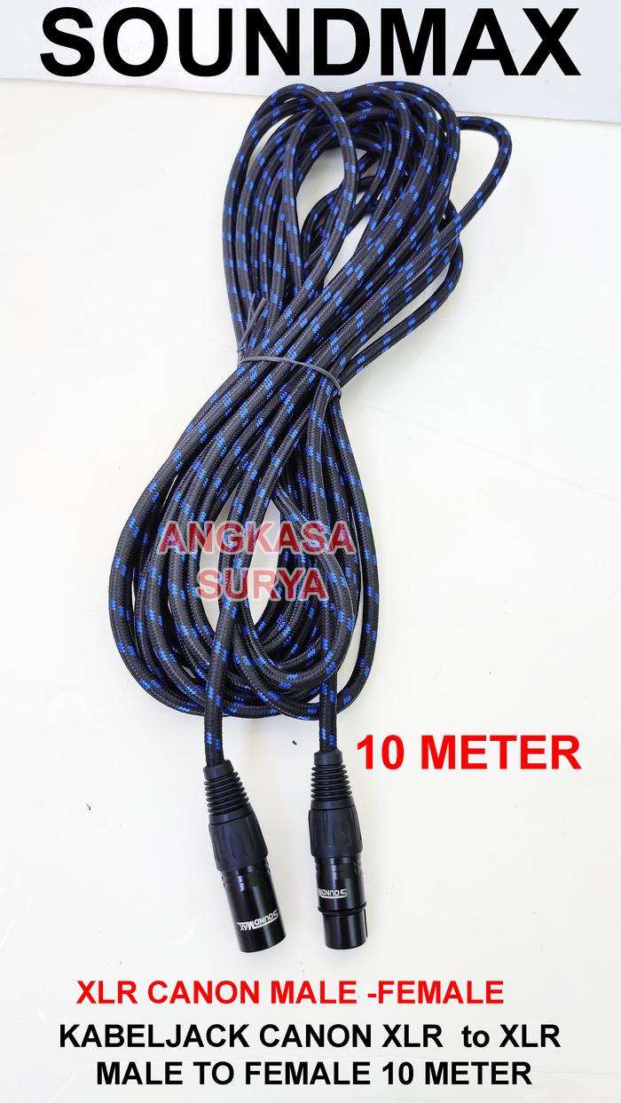 Jual Kabel Mic Jack XLR to XLR SOUNDMAX 10 Meter jek Canon MALE TO ...