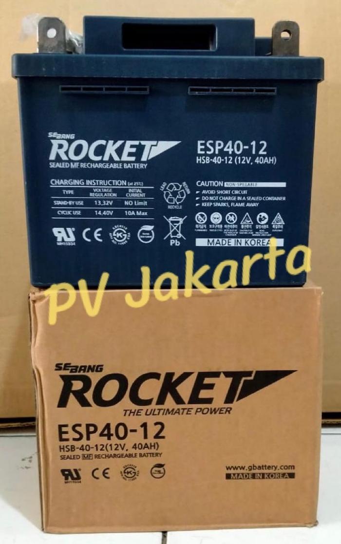 Jual Aki Rocket ESP40-12 VRLA 12V 42Ah Baterai Accu Rocket ESP 40-12 ...