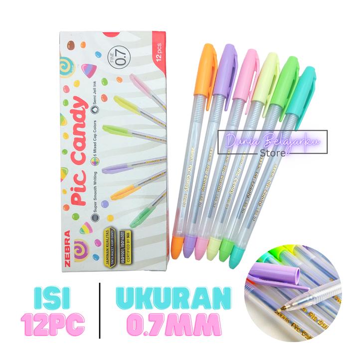 Jual Pulpen Zebra Pic Candy Pen Semi Gell Fine 0.7mm Lembut Warna ...