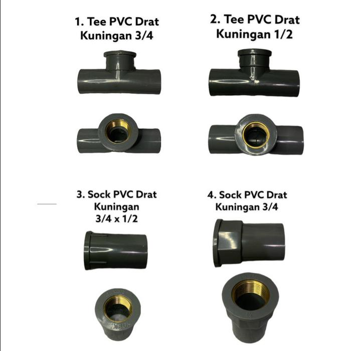 Jual Fitting / Sambungan Pipa PVC Kuningan / Drat Dalam Kuningan /Tee ...