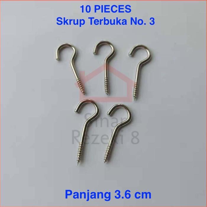 Jual 10 PIECES Sekrup Terbuka No 3 / Screw Hook Cantolan Plafon Atap ...