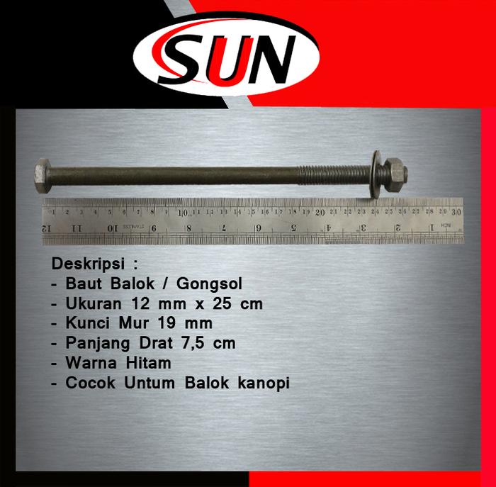 Jual Baut Baja Mur Hitam 15 20 25 30 cm Balok Kanopi Tembok Kayu ...