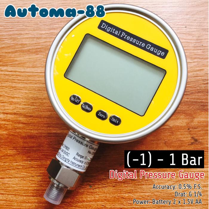 Jual Digital Pressure Vacuum Gauge -1 ~ 1 Bar G 1/4 0.1 MPa Vakum -1Bar ...
