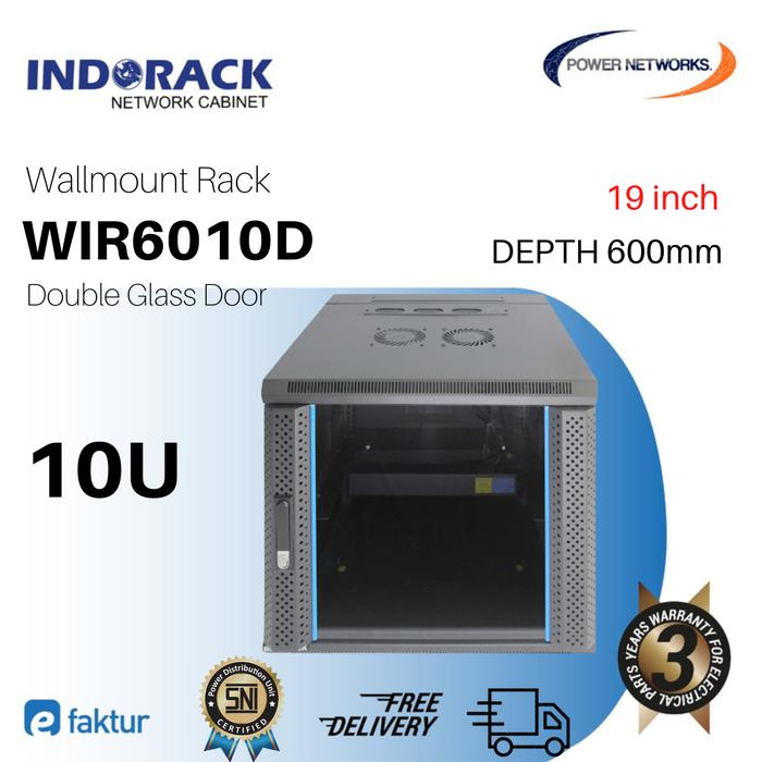 Jual INDORACK WALLMOUNT RACK WIR6010D DOUBLE GLASS DOOR 10U DEPTH 600mm 19" - Kota Semarang ...