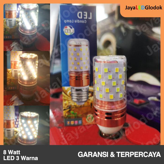 Jual Bohlam Lampu LED 3 Color 3 Warna Kuning Putih 8 Watt - e14 ...