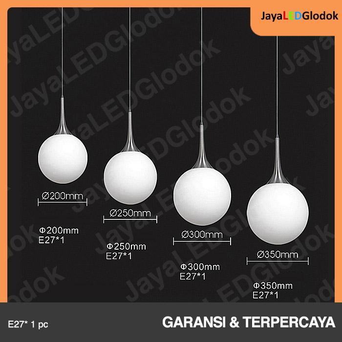 Jual Lampu Gantung Minimalis Bulat Putih Bola 20 25 30 35 cm Cafe Hias ...