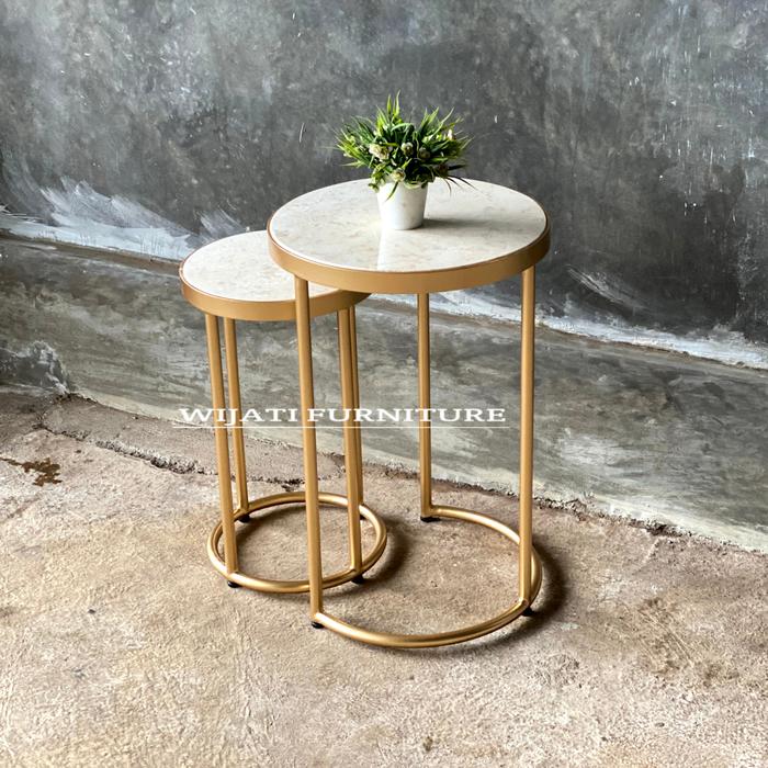 Jual meja sudut marmer cream side table marble meja pojok vas bunga ...