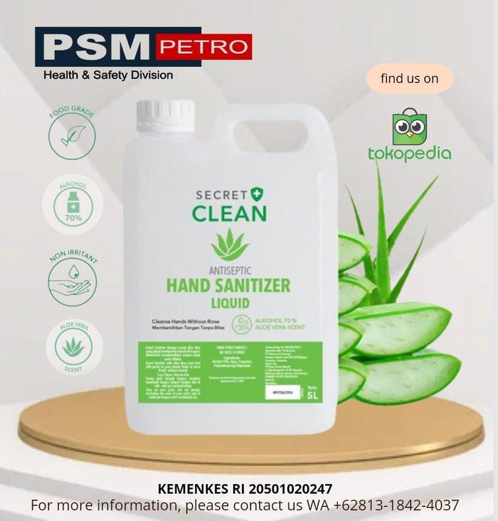 Jual Secret Clean Antiseptic Hand Sanitizer Liquid 5Liter - Jakarta Barat - PSM PETRO | Tokopedia