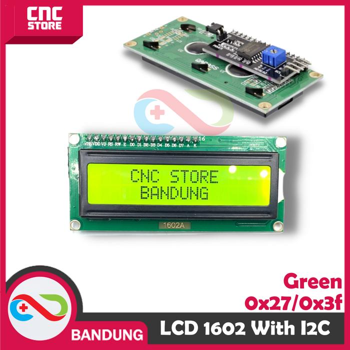 Jual LCD 1602 CHAR GREEN BACKLIGHT WITH I2C SERIAL INTERFACE MODULE ...