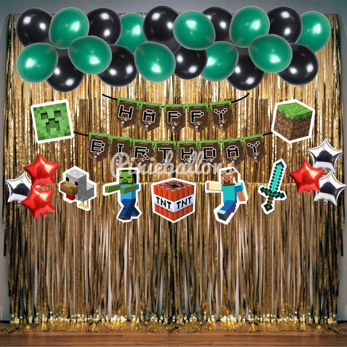 Jual PAKET DEKORASI MINECRAFT ULANG TAHUN BIRTHDAY HIASAN BANNER ...